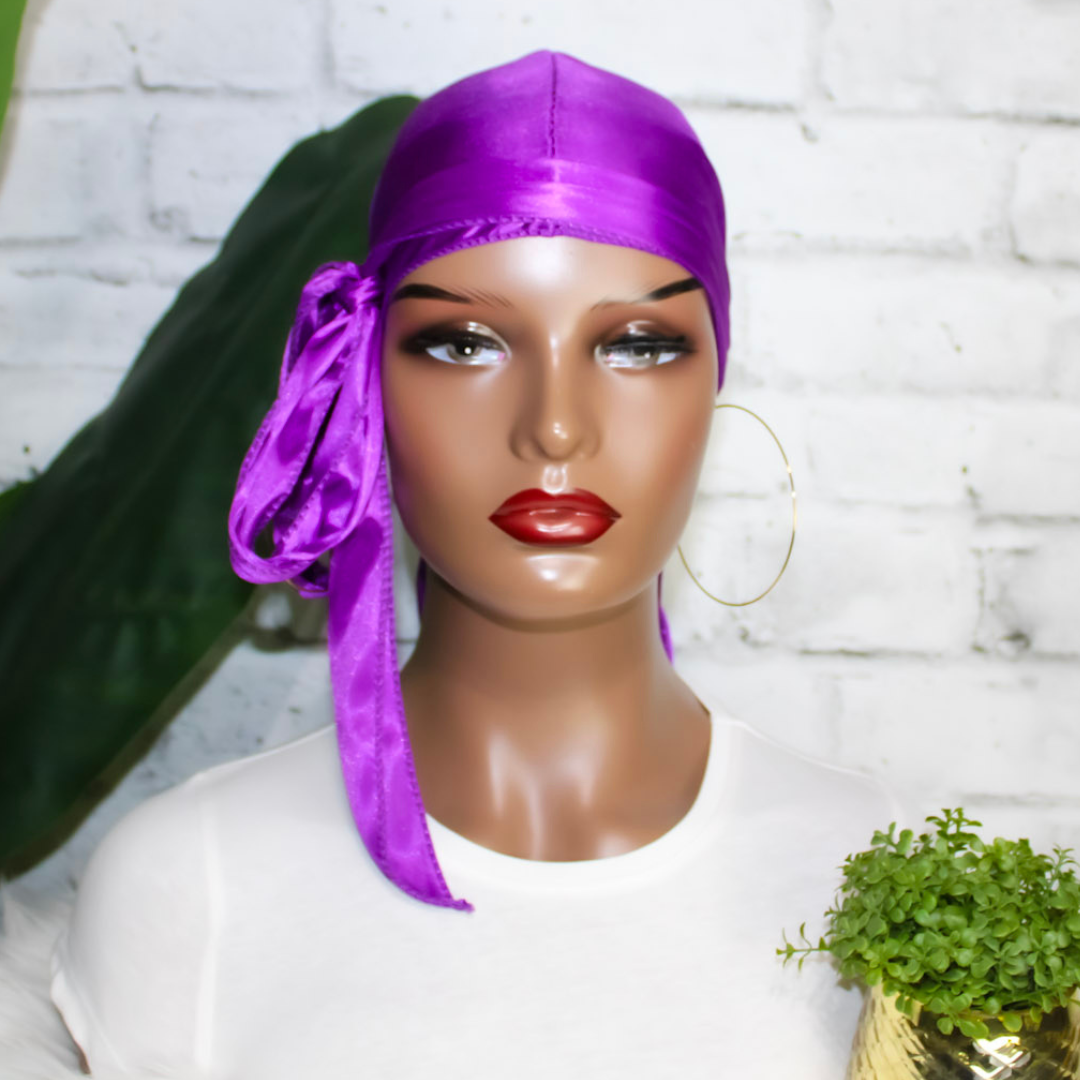 Upgrade Your Look with our Luxurious Purple Satin Durag - Premium ...